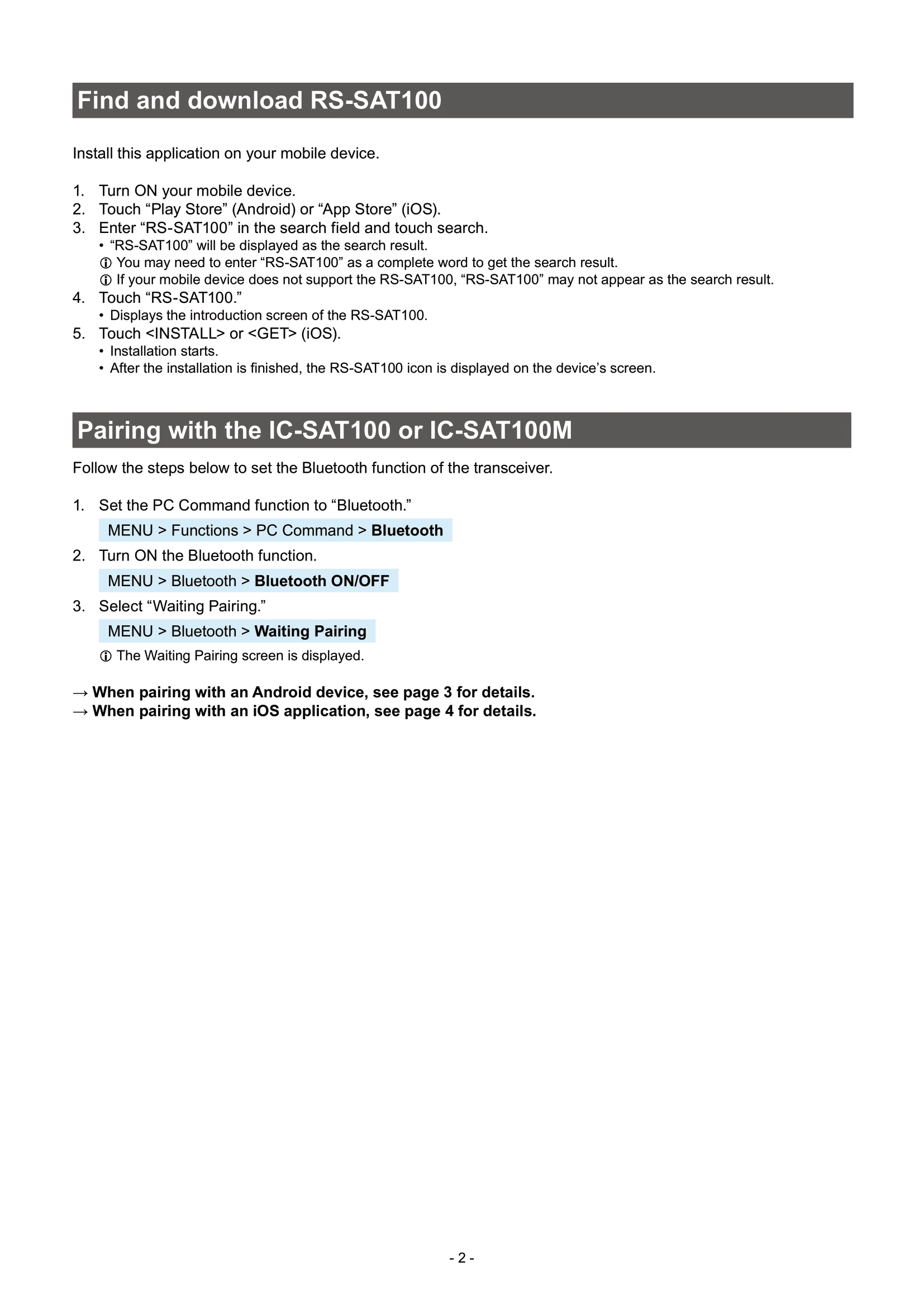 ICOM RS-SAT100 Application Software Instructions – SatellitePhoneStore
