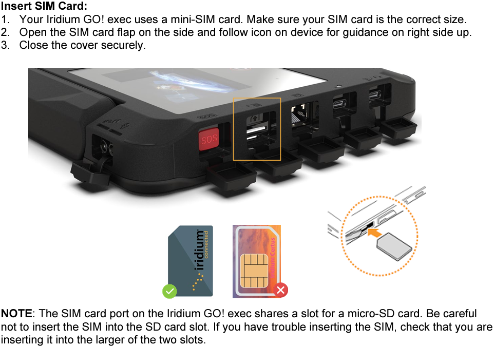 Iridium GO! exec™ - Inserting the SIM Card – SatellitePhoneStore