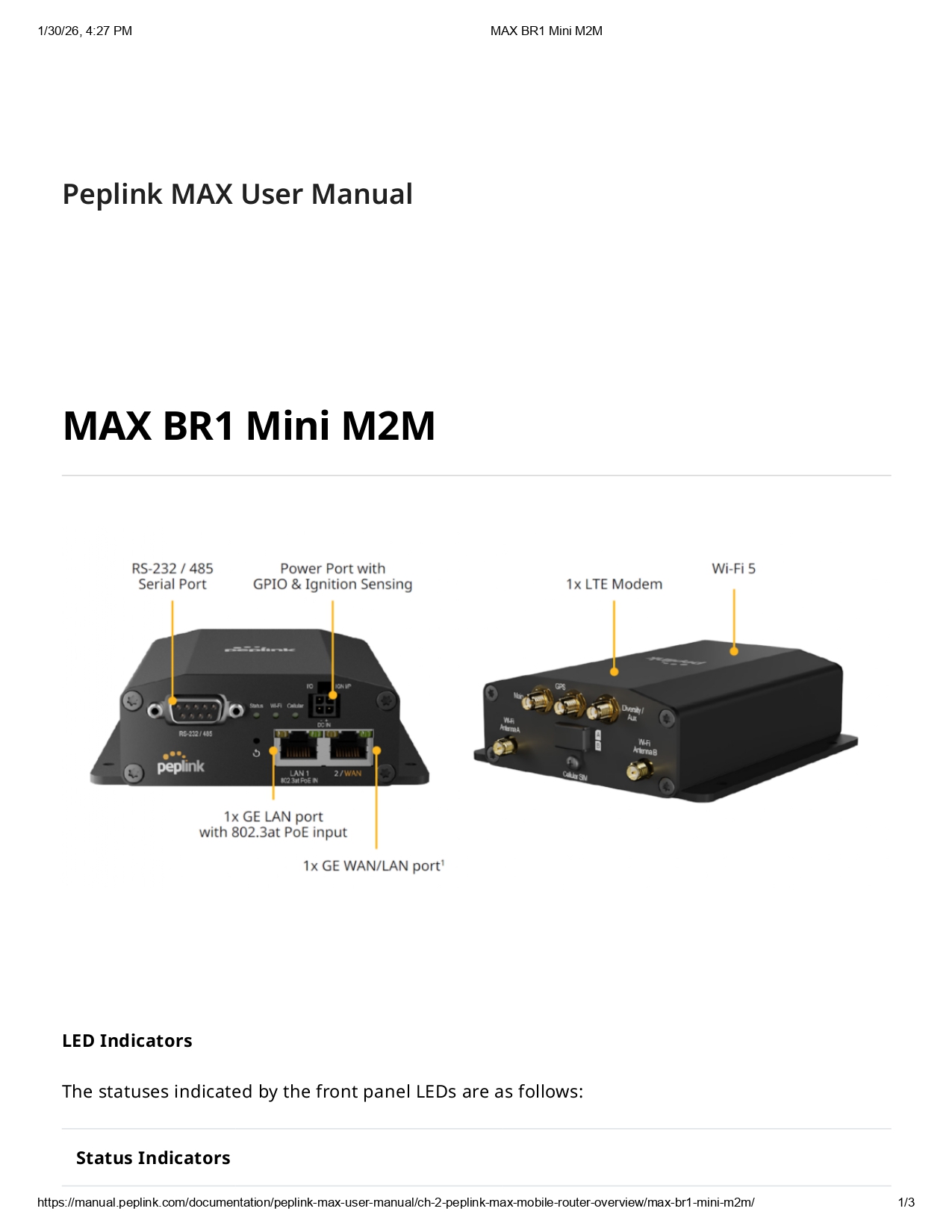 Peplink MAX BR1 Mini M2M User Manual – SatellitePhoneStore